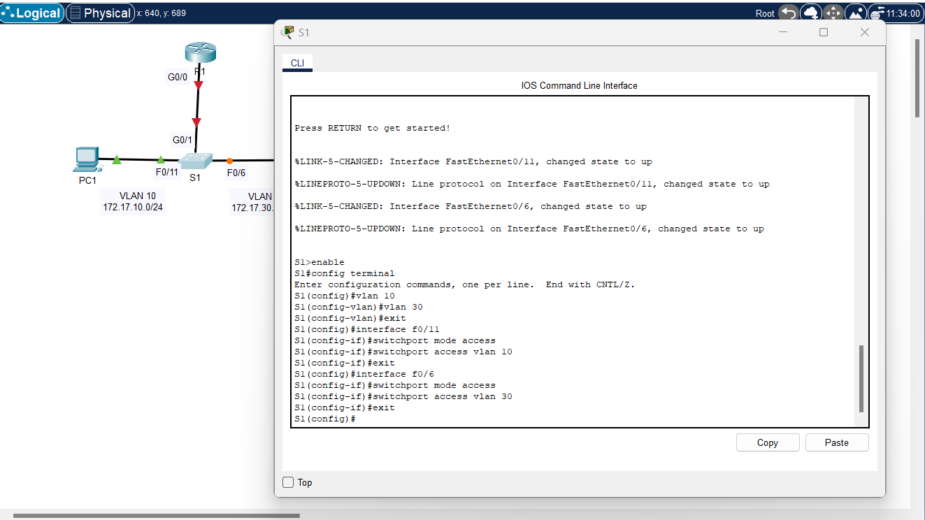 4.2.7 Packet Tracer - Configure Router-on-a-Stick Inter-VLAN Routing